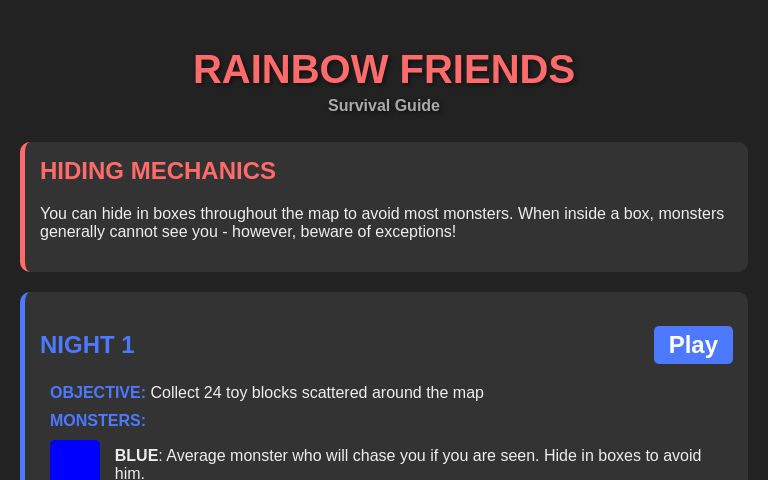 RAINBOW FRIENDS Survival Guide ― Perchance Generator