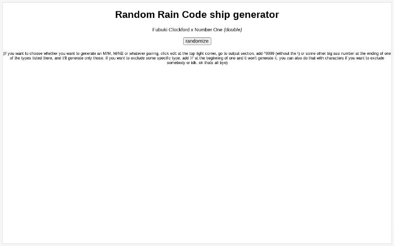 Random Rain Code ship generator