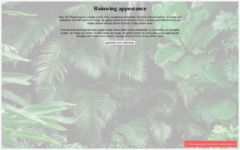 Rainwing appearance ― Perchance Generator