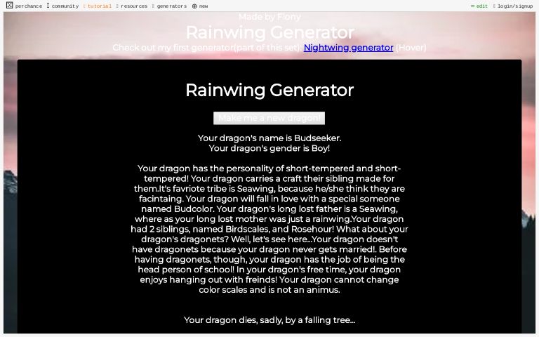 Rainwing Generator
