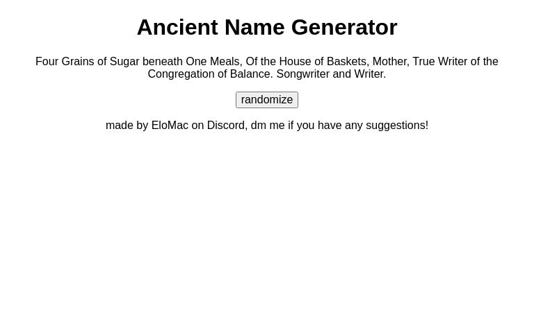 Ancient Name Generator