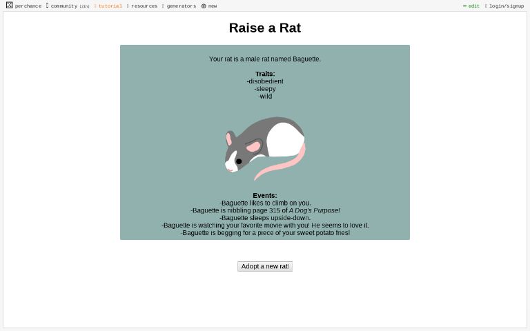 Raise a Rat ― Perchance Generator