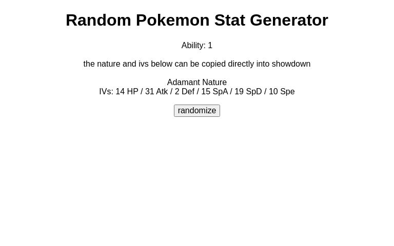Random Pokemon Stat Generator