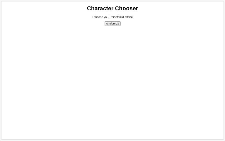 Character Chooser ― Perchance Generator