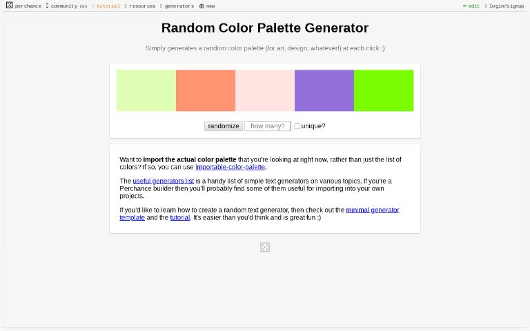 Random Color Palette Generator