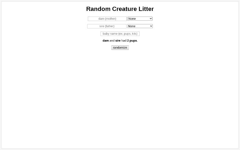 Random Creature Litter ― Perchance Generator