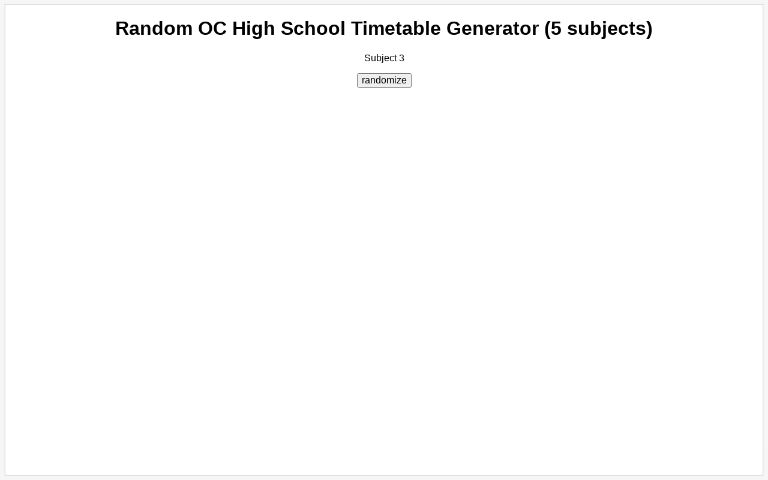 Random OC High School Timetable Generator (5 subjects)