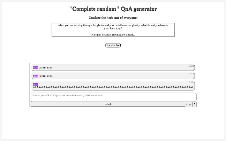 "Complete random" QnA generator