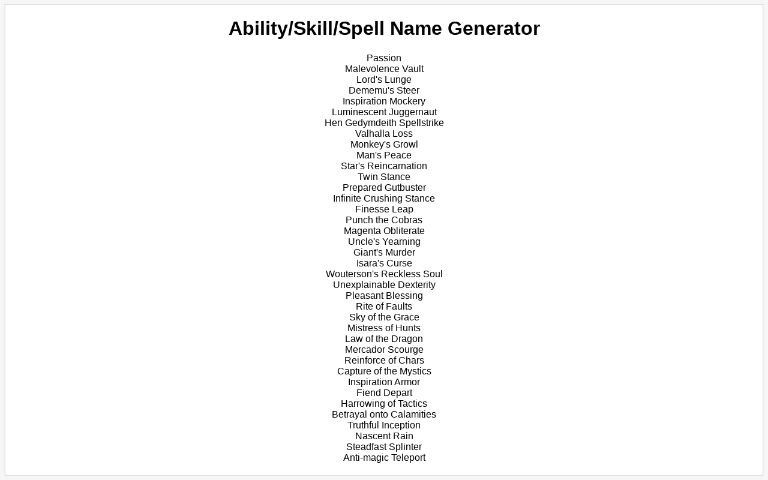 Ability/Skill/Spell Name Generator
