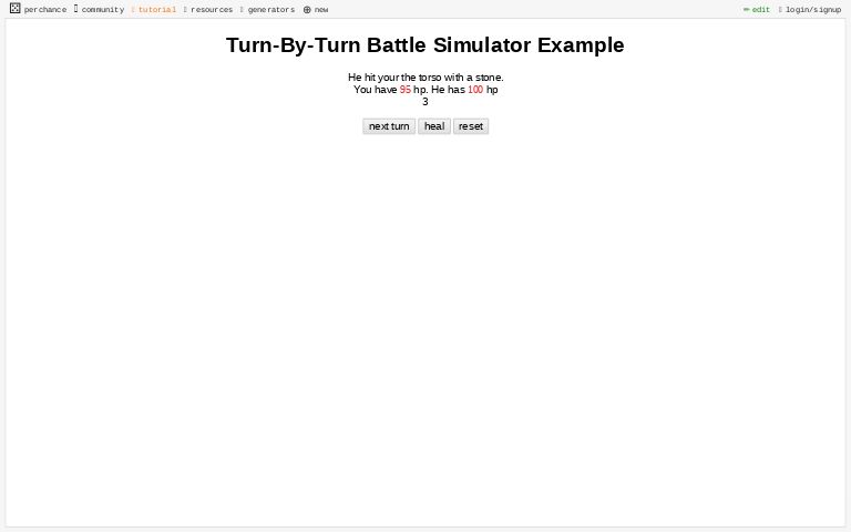 Turn-By-Turn Battle Simulator Example ― Perchance Generator