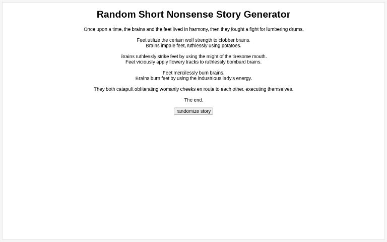 Random Short Nonsense Story Generator