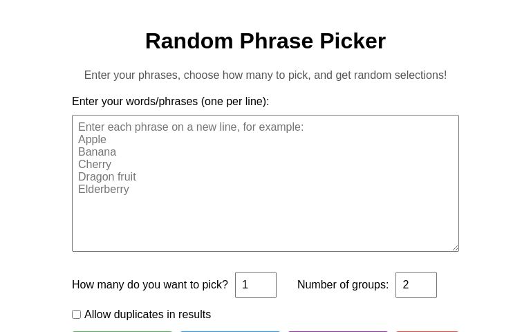 Random Phrase Picker ― Perchance Generator