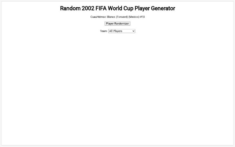 Random 2002 FIFA World Cup Player Generator