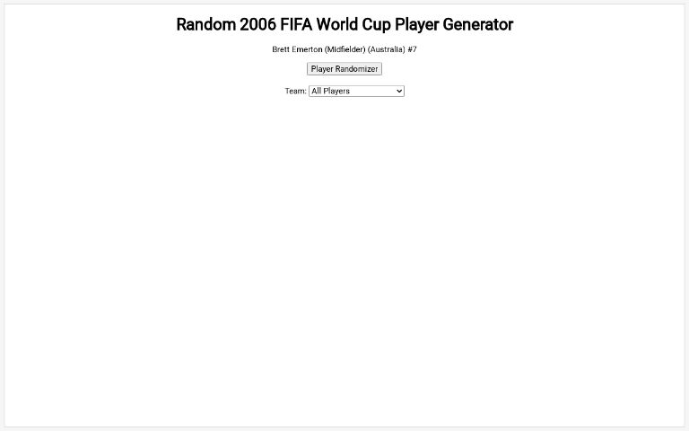 Random 2006 FIFA World Cup Player Generator