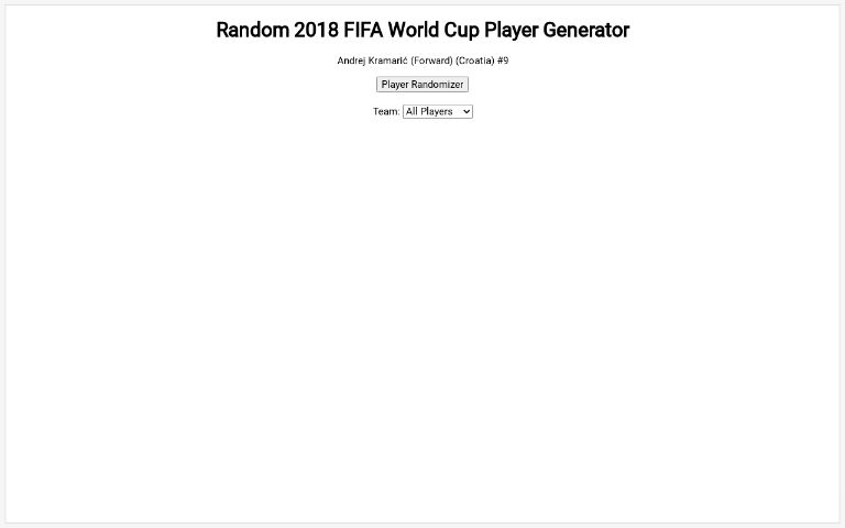 Random 2018 FIFA World Cup Player Generator