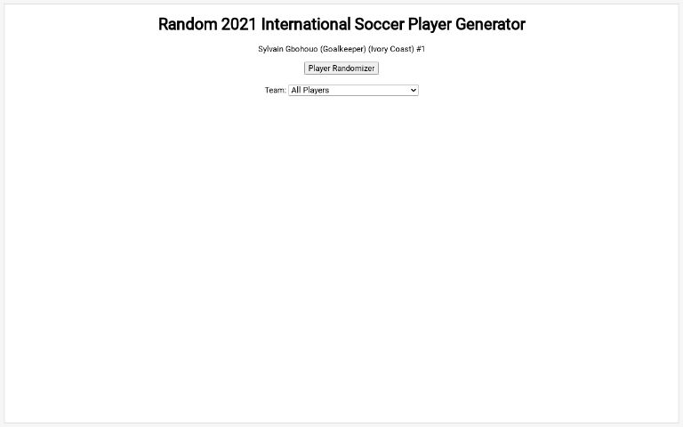 Random 2021 International Soccer Player Generator