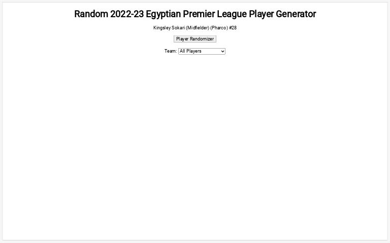 Random 2022-23 Egyptian Premier League Player Generator