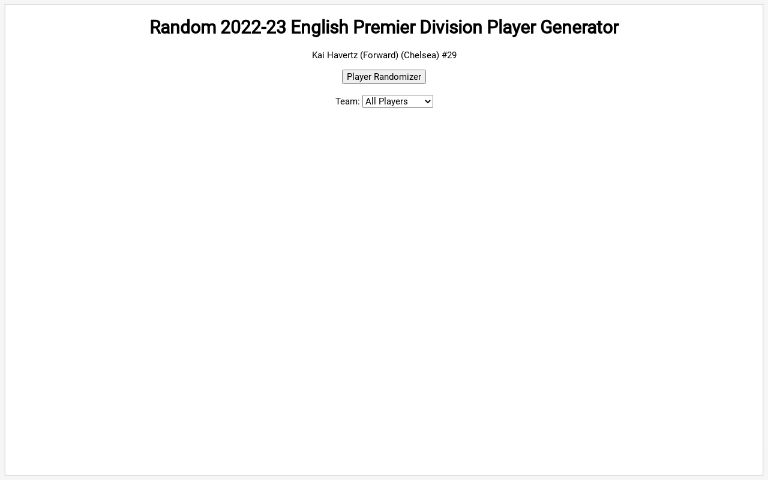 Random 2022-23 English Premier Division Player Generator