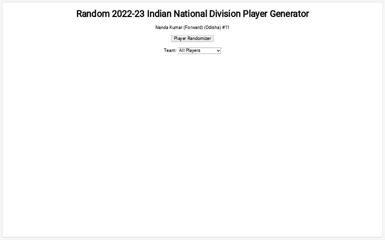 Random 2022-23 Indian National Division Player Generator