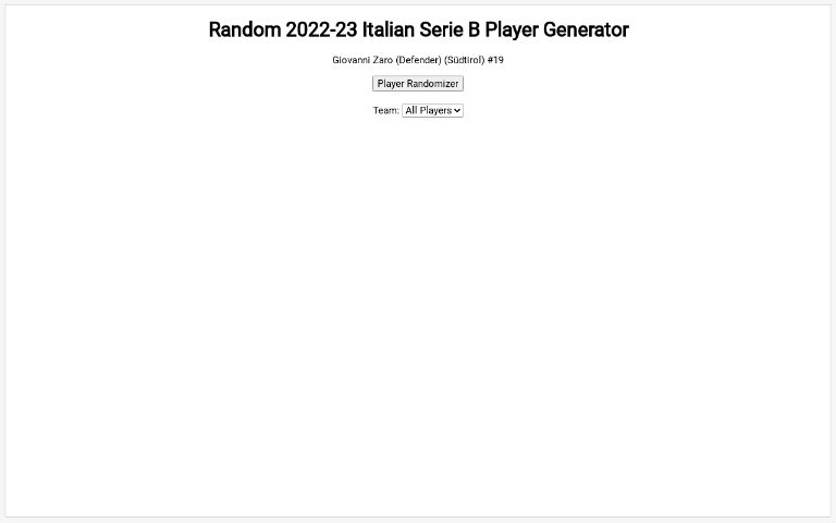 Random 2022-23 Italian Serie B Player Generator