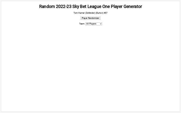 Random 2022-23 Sky Bet League One Player Generator