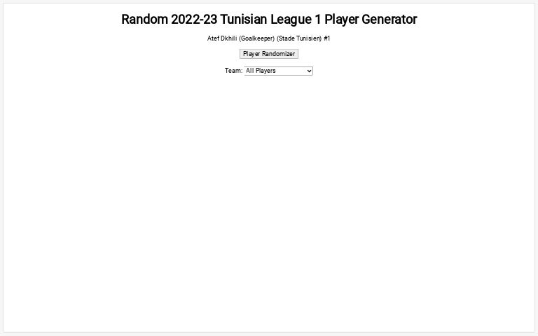 Random 2022-23 Tunisian League 1 Player Generator