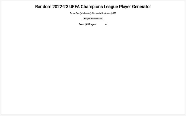 Random 2022-23 UEFA Champions League Player Generator