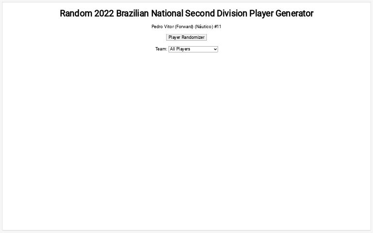 Random 2022 Brazilian National Second Division Player Generator