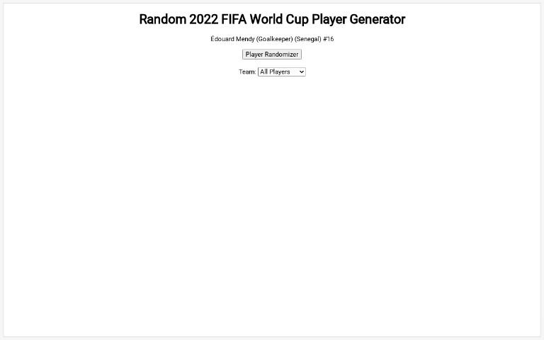 Random 2022 FIFA World Cup Player Generator