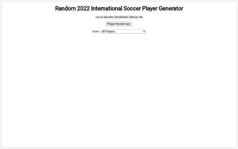 Random 2022 International Soccer Player Generator