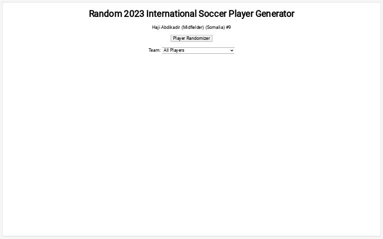 Random 2023 International Soccer Player Generator