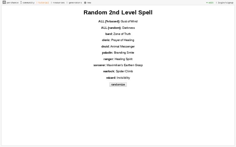 Random 2nd Level Spell ― Perchance Generator