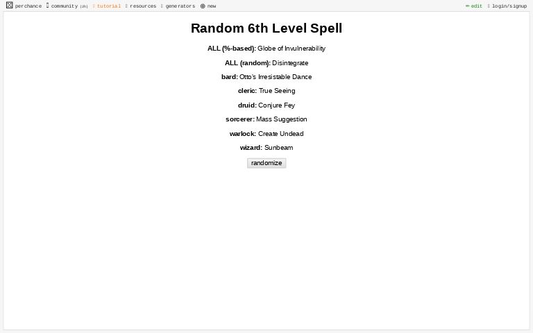 Random 6th Level Spell ― Perchance Generator
