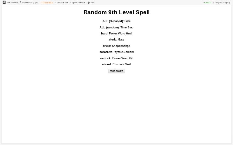 Random 9th Level Spell ― Perchance Generator