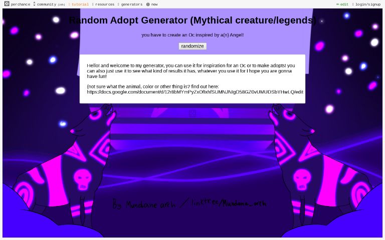 Random Adopt Generator (Mythical creature/legends)