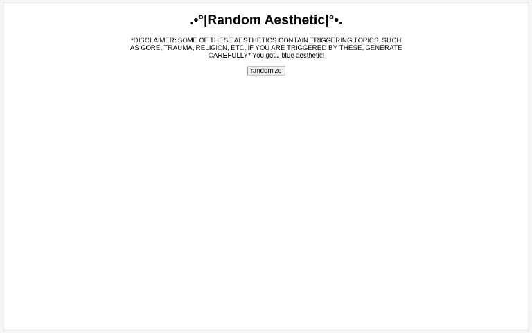 Random Aesthetic|°•. ― Perchance Generator