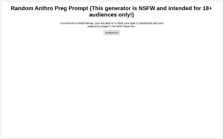 Random Anthro Preg Prompt (This generator is NSFW and intended for 18 ...