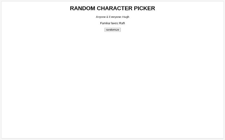 RANDOM CHARACTER PICKER ― Perchance Generator