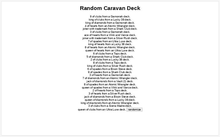 Random Caravan Deck ― Perchance Generator