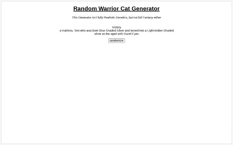 Random Warrior Cat Generator