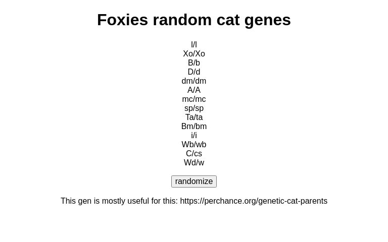 Foxies random cat genes ― Perchance Generator