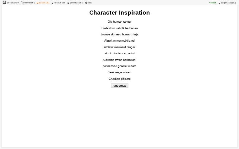 Character Inspiration ― Perchance Generator