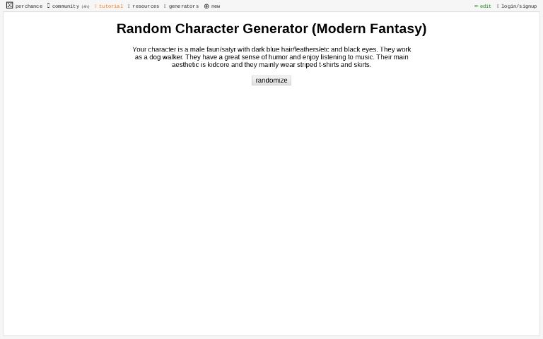 Random Character Generator (Modern Fantasy)