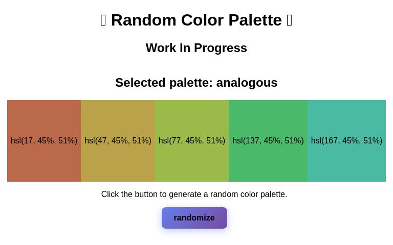 🎨 Random Color Palette 🎨 ― Perchance Generator