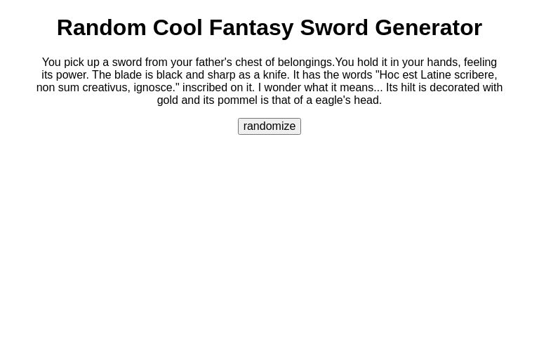 Random Cool Fantasy Sword Generator