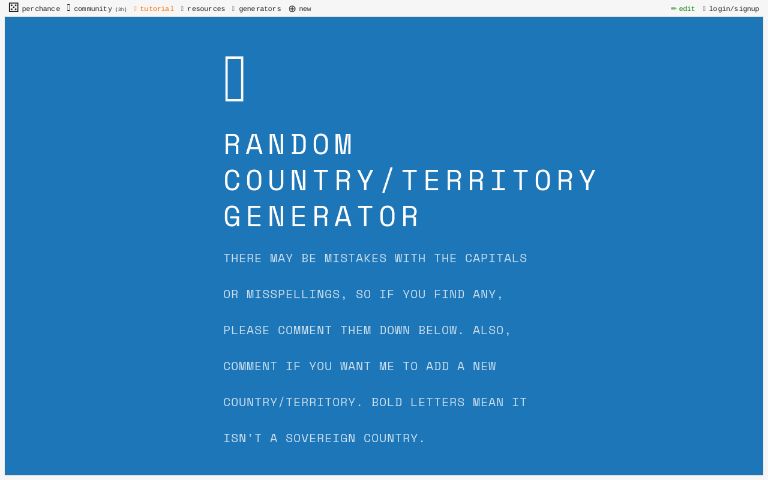 Random Country/Territory Generator