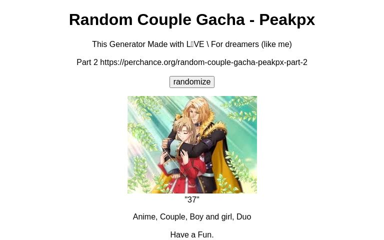 Random Couple Gacha - Peakpx ― Perchance Generator