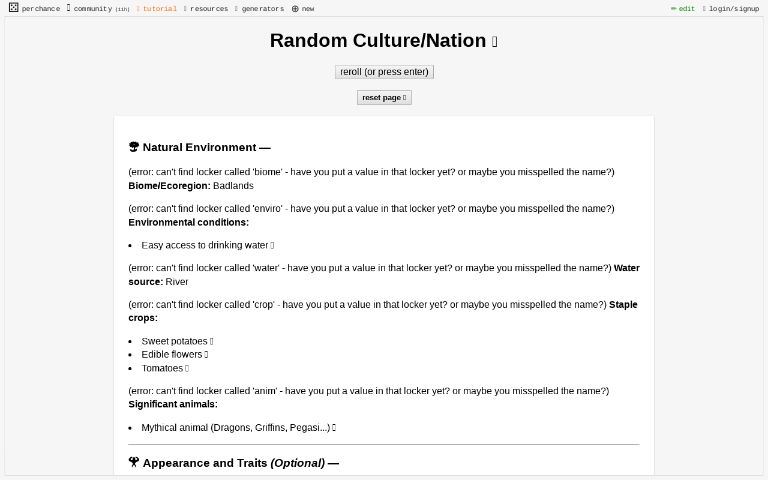 Random Culture/Nation 🛈 ― Perchance Generator