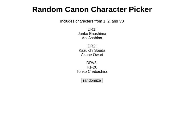 Random Canon Character Picker ― Perchance Generator