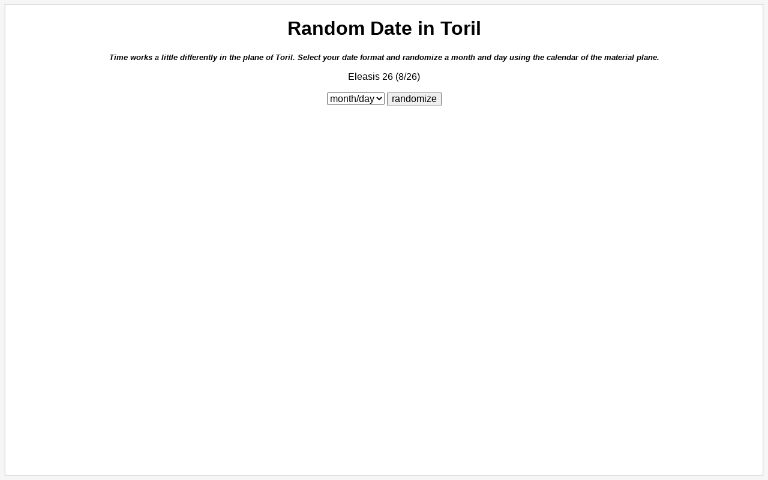 Random Date in Toril ― Perchance Generator